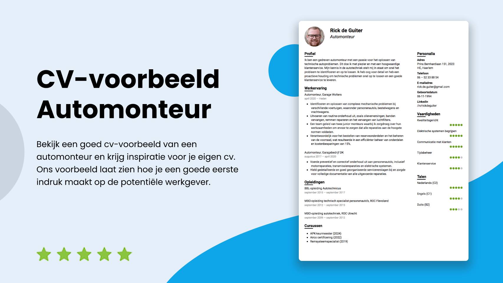 Top CV-voorbeeld Automonteur: Schrijfgids en Tips (2024)