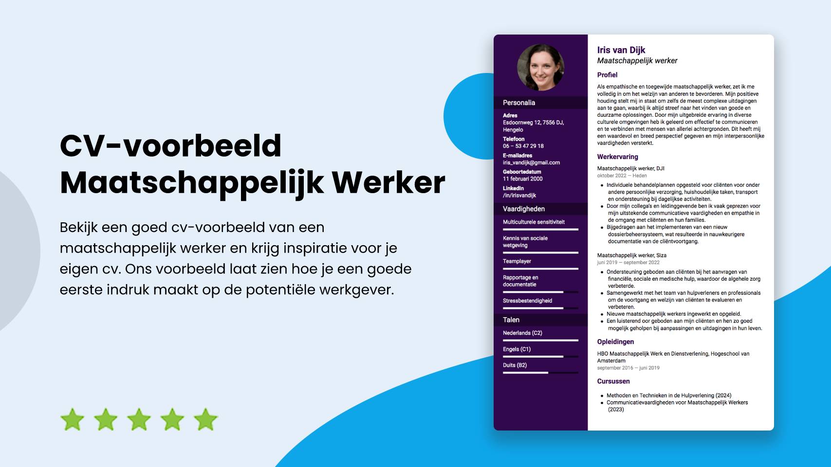 Top CV-voorbeeld Maatschappelijk Werker: Schrijftips (2024)